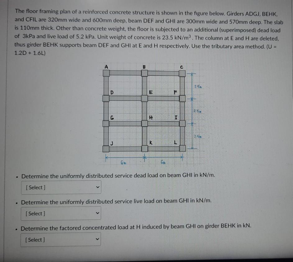 The floor framing plan of a reinforced concrete | Chegg.com
