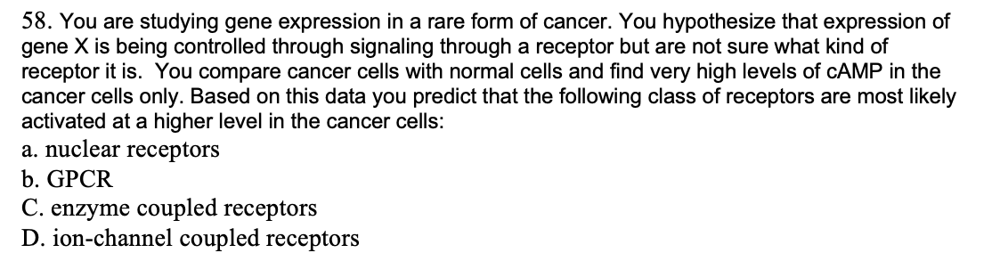 Solved 58. You are studying gene expression in a rare form | Chegg.com