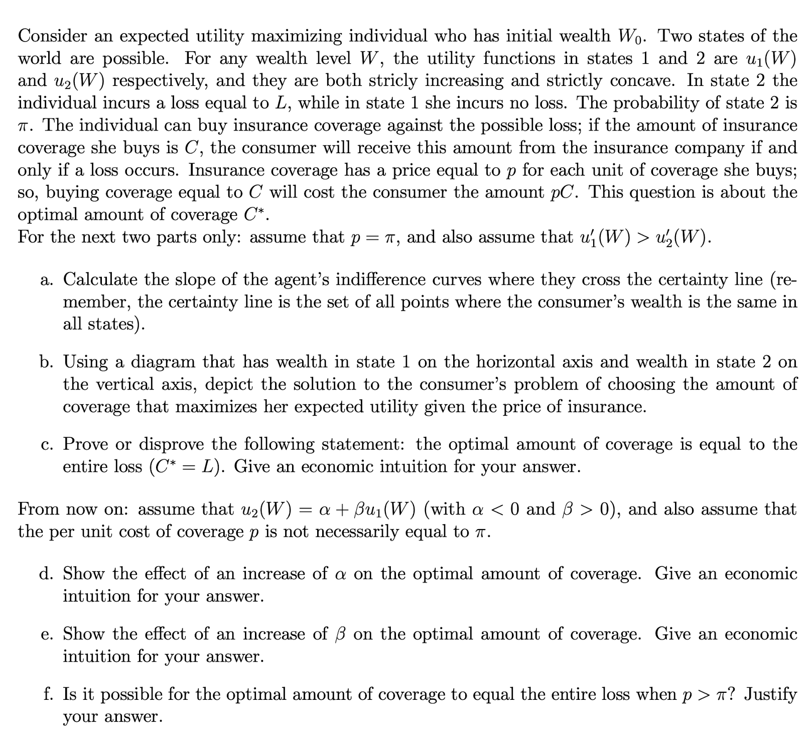 Solved Consider an expected utility maximizing individual | Chegg.com