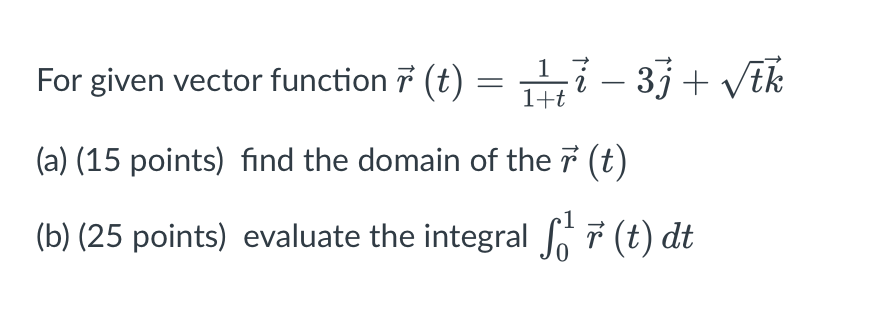 Solved For Given Vector Function R T 1 T1i−3j Tk A 15