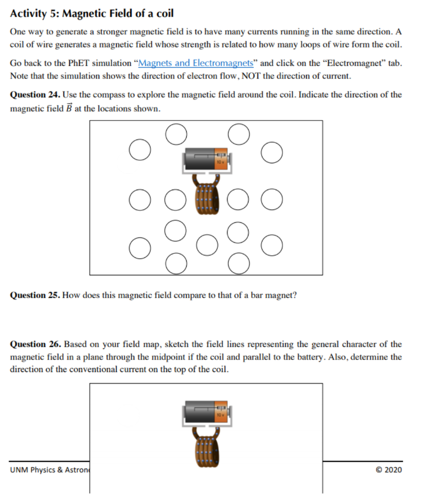 Solved Activity 5: Magnetic field of a coil One way to | Chegg.com