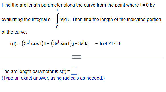 Solved Find the arc length parameter along the curve from | Chegg.com