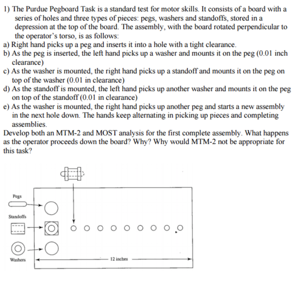 Solved 1) The Purdue Pegboard Task is a standard test for | Chegg.com