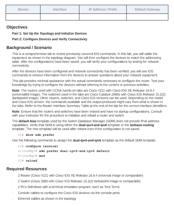 Solved Addressing TableObjectives Part 1: Set Up the | Chegg.com
