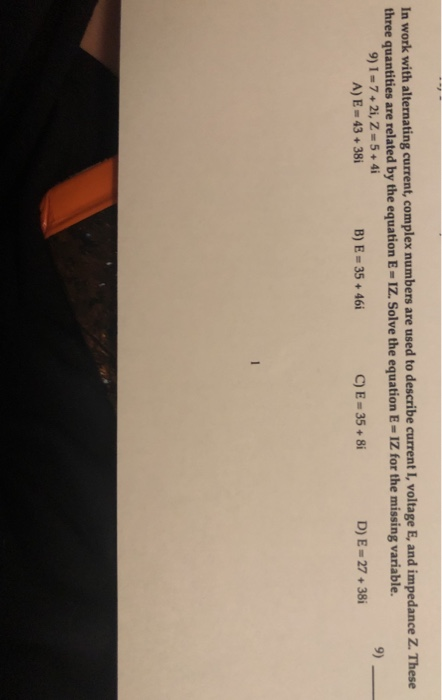 Solved In work with alternating current, complex numbers are | Chegg.com