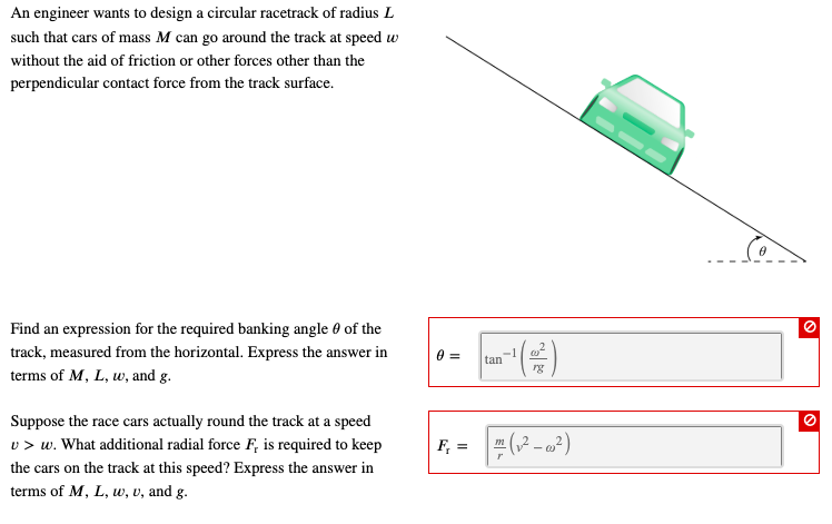 Solved An engineer wants to design a circular racetrack of | Chegg.com