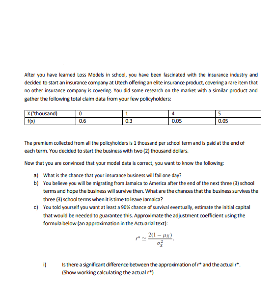 Solved After you have learned Loss Models in school, you | Chegg.com