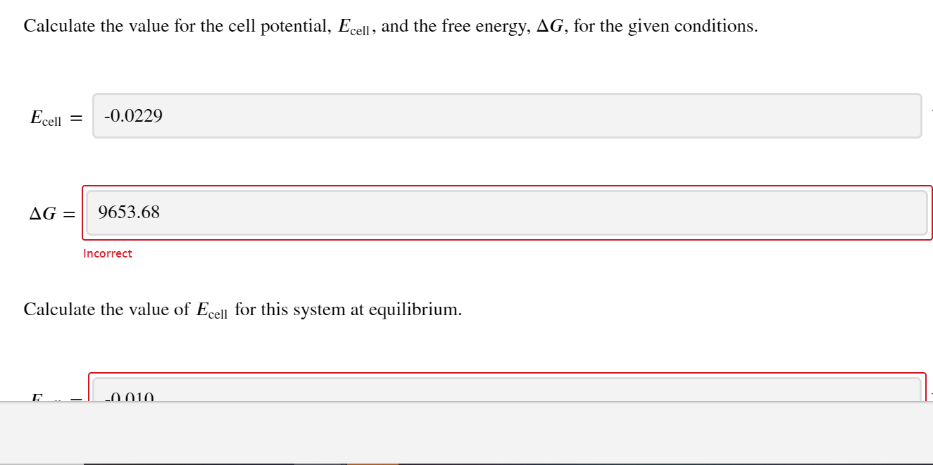 Solved Calculate the value for the cell potential, Ecell, | Chegg.com