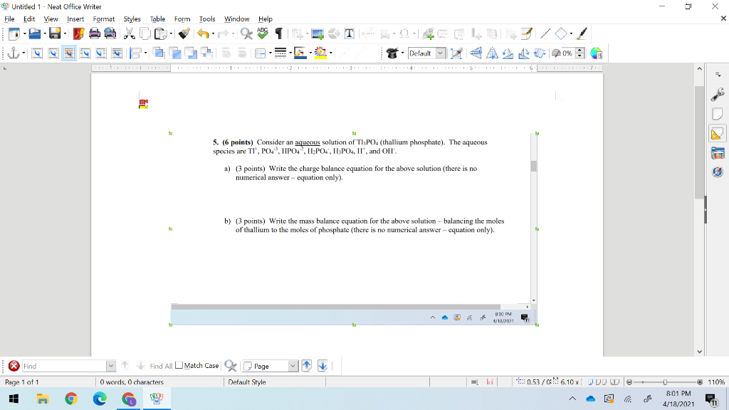 Solved Untitled 1 - Neat Office Writer File Edit View Insert | Chegg.com