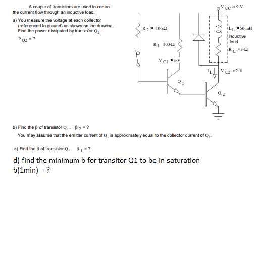 Solved Oc9-V A couple of transistors are used to control the | Chegg.com
