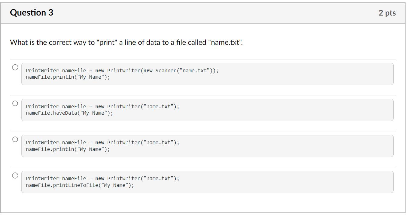 Solved What class gives an easy way to write data to files? | Chegg.com
