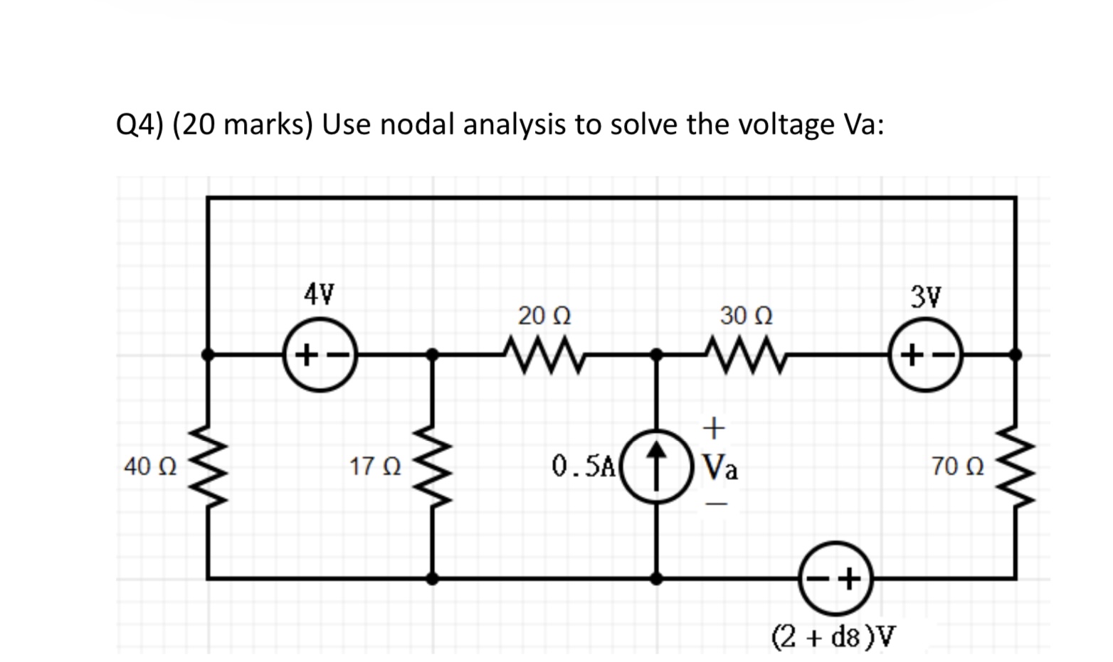 Solved Q4) (20 marks) Use nodal analysis to solve the | Chegg.com