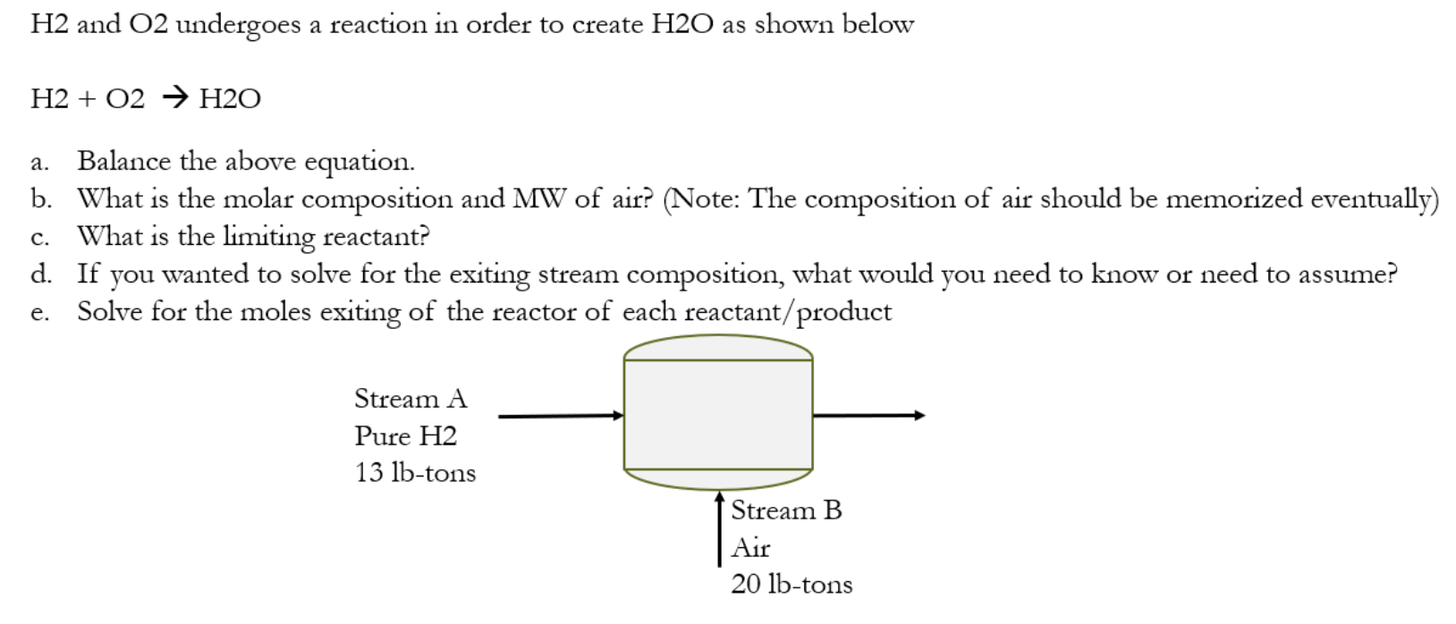 Solved H2 and O2 undergoes a reaction in order to create H2O | Chegg.com