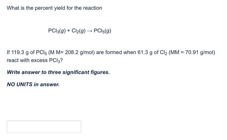 Solved What is the percent yield for the reaction | Chegg.com