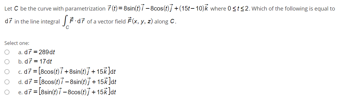 Solved Let C be the curve with parametrization 7 (t)=8sin(t) | Chegg.com