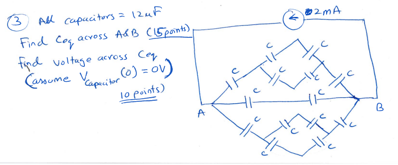 Solved (3) All capacitors =12μF Find Ceq across A&B | Chegg.com