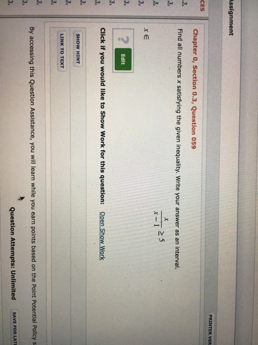 Solved ssignment CES Chapter o, Section 0.3, Question 059 | Chegg.com