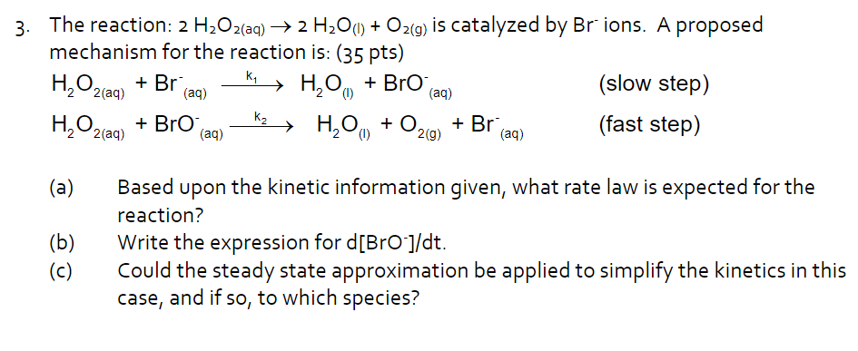 Solved 3. The reaction: 2 H2O2(aq) + 2 H2O(1) + O2(g) is | Chegg.com
