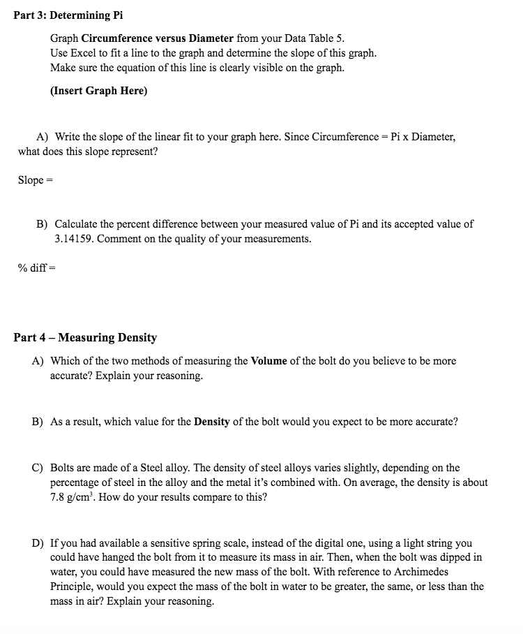 Part 3: Determining Pi Graph Circumference versus | Chegg.com