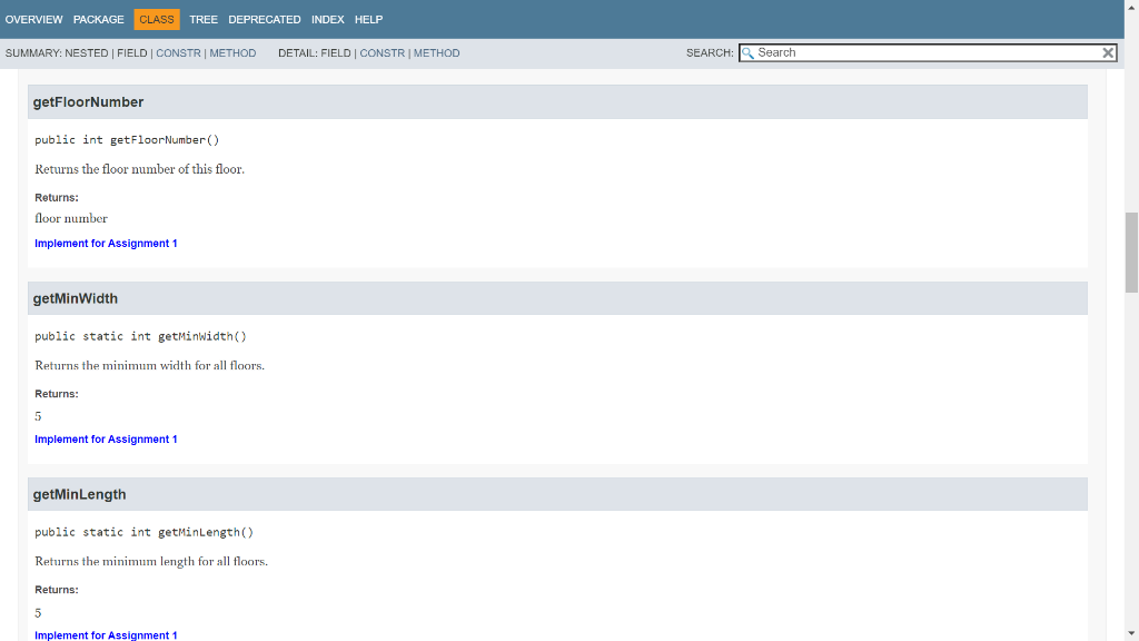 Solved OVERVIEW PACKAGE CLASS TREE DEPRECATED INDEX HELP | Chegg.com