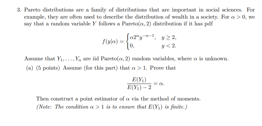 Solved 3. Pareto distributions are a family of distributions | Chegg.com