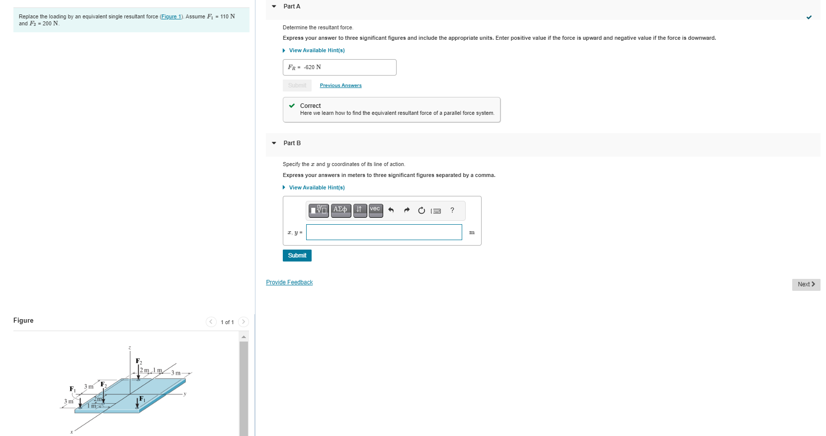 Solved Replace the loading by an equivalent single resultant | Chegg.com