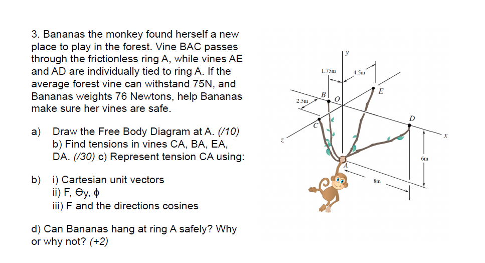 Solved 3. Bananas the monkey found herself a new place to | Chegg.com
