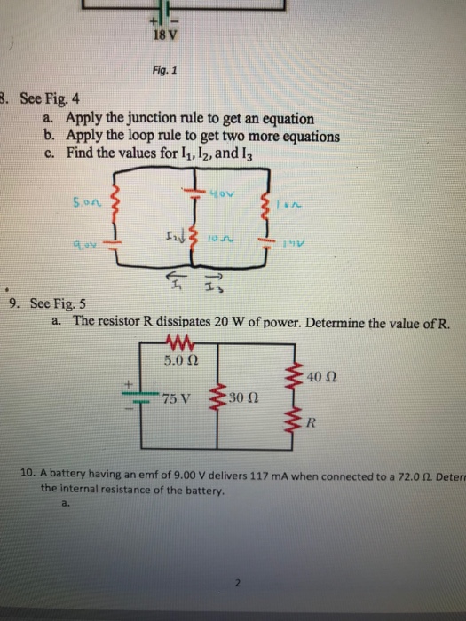 Solved 18 V Fig. 1 8. See Fig. 4 a. b. c. Apply the junction | Chegg.com