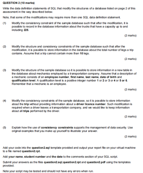 Solved Write the data definition statements of SQL that | Chegg.com