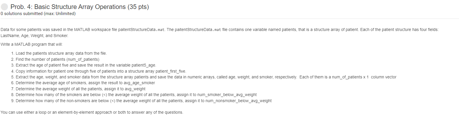 Solved Prob. 4: Basic Structure Array Operations (35 pts) 0 | Chegg.com