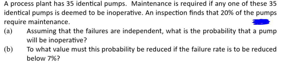 Solved A process plant has 35 ﻿identical pumps. Maintenance | Chegg.com
