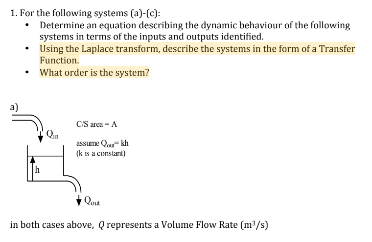 Solved 1. For the following systems (a)-(c): - Determine an | Chegg.com