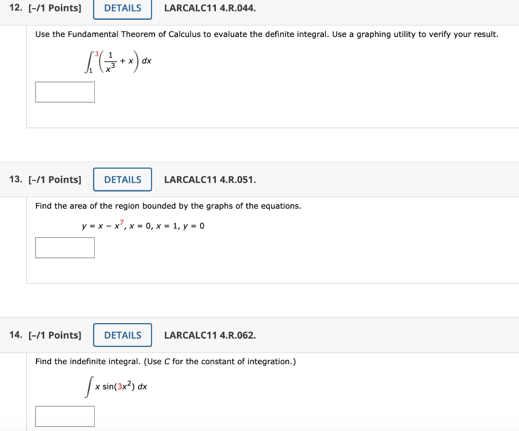 Solved 12. [-/1 Points) DETAILS LARCALC11 4.R.044. Use the | Chegg.com