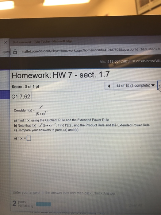 Solved Homework Hw 7 Sect 1 7 Score 0 Of 1 Pt 1 7 11