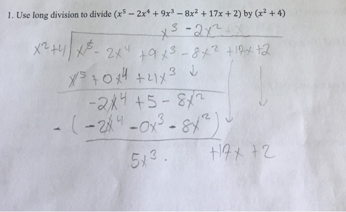 Solved 1. Use long division to divide (x-2x49x3 8x2+ 17x + | Chegg.com