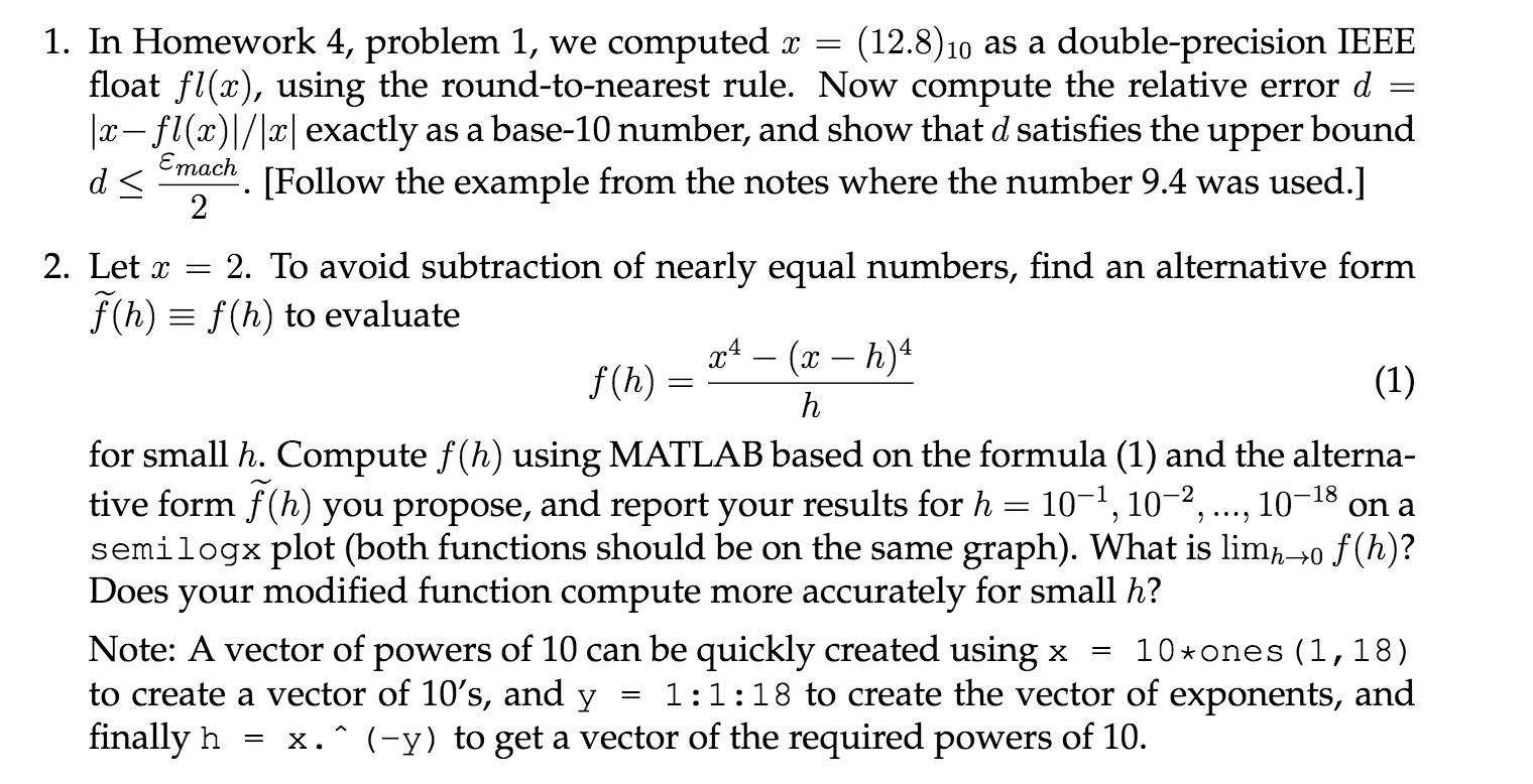 Solved 1. In Homework 4, problem 1, we computed x = (12.8) | Chegg.com