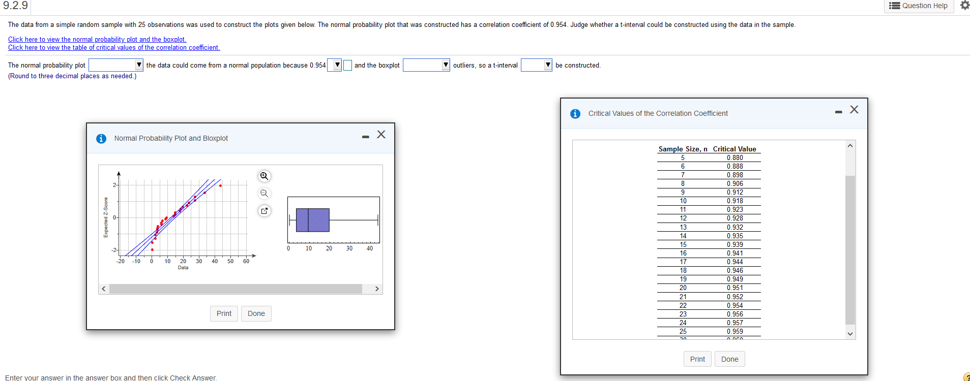 Solved 9.2.9 Question Help The data from a simple random | Chegg.com