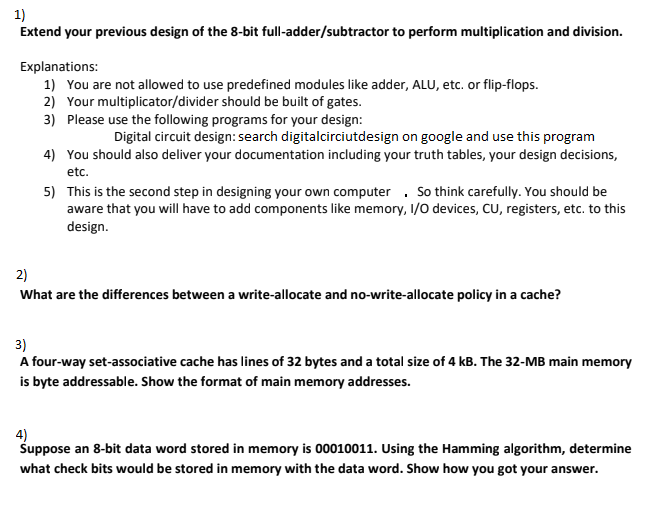 Solved Extend your previous design of the 8-bit | Chegg.com