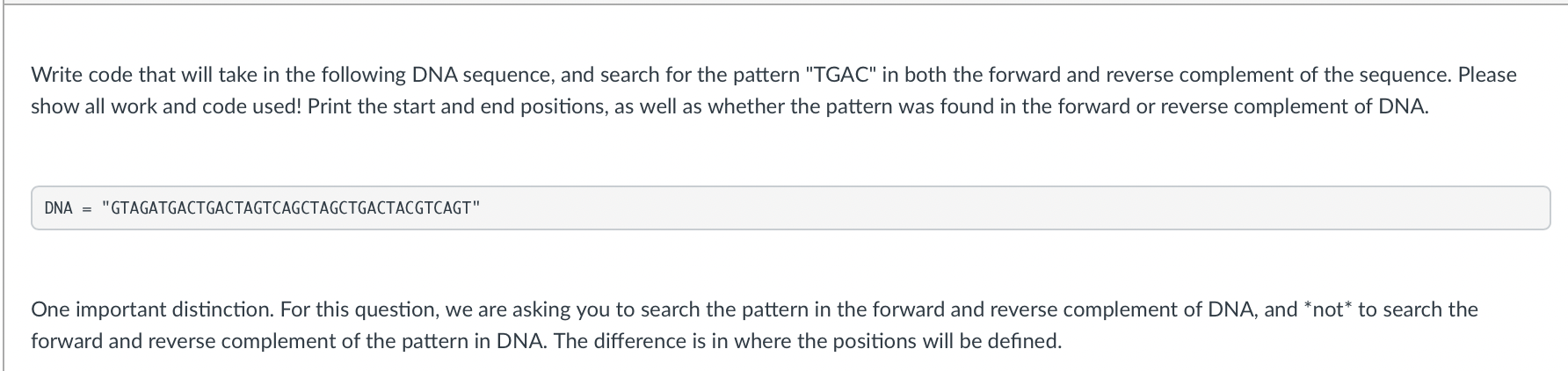 Solved Write code that will take in the following DNA | Chegg.com