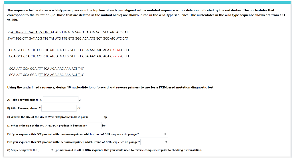 Solved The sequence below shows a wild-type sequence on the | Chegg.com