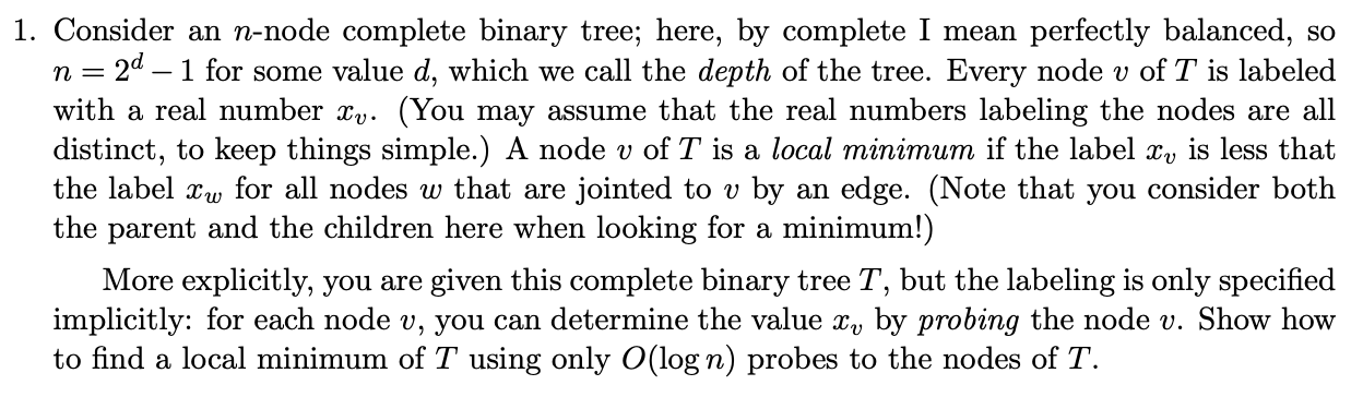 1. Consider an n-node complete binary tree; here, by | Chegg.com