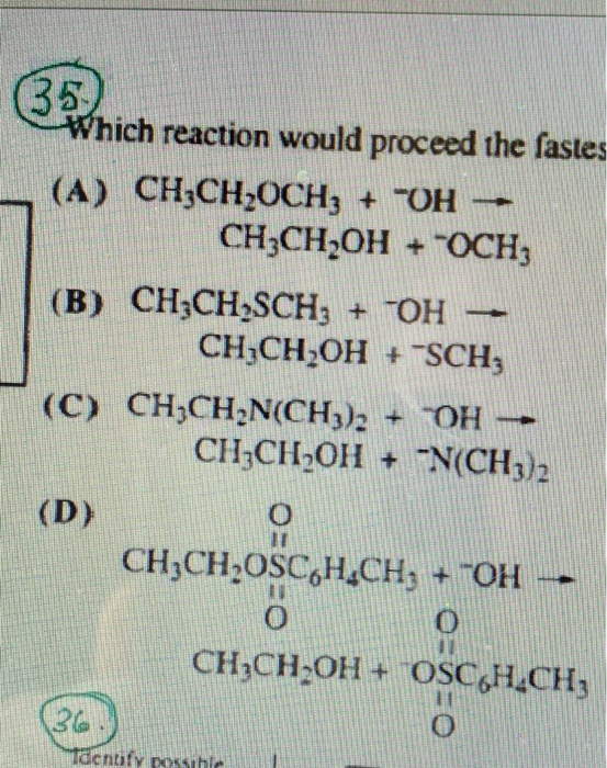 Solved hich reaction would proceed the fastes CH CH2OH | Chegg.com