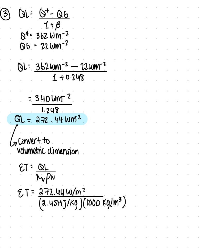Solved using the relationship between QL and ET, calculate | Chegg.com