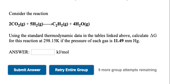 Solved Consider the reaction 2002(g) + 5H2(g)*C2H2(g) + | Chegg.com