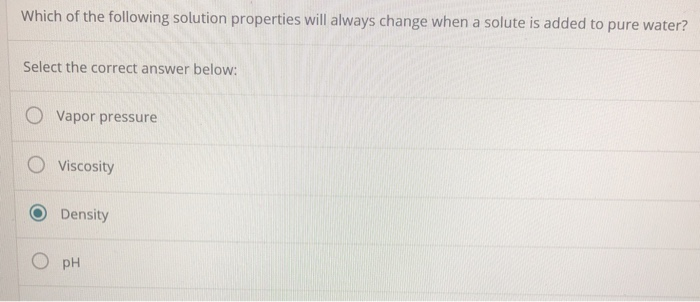 Solved Which of the following solution properties will | Chegg.com