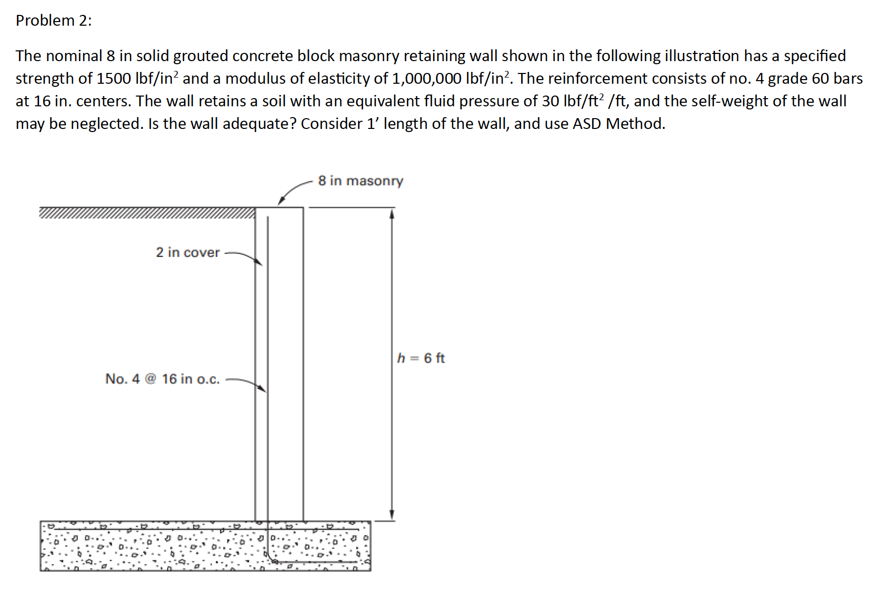 Solved Problem 2:The nominal 8 in ﻿solid grouted concrete | Chegg.com