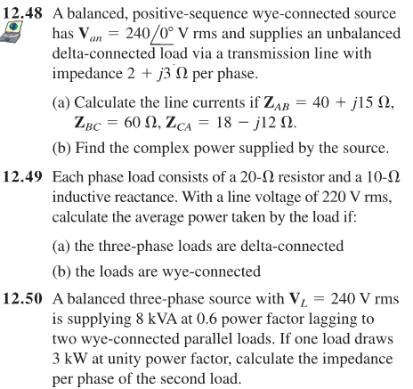 Solved 12.48 A balanced, positive-sequence wye-connected | Chegg.com