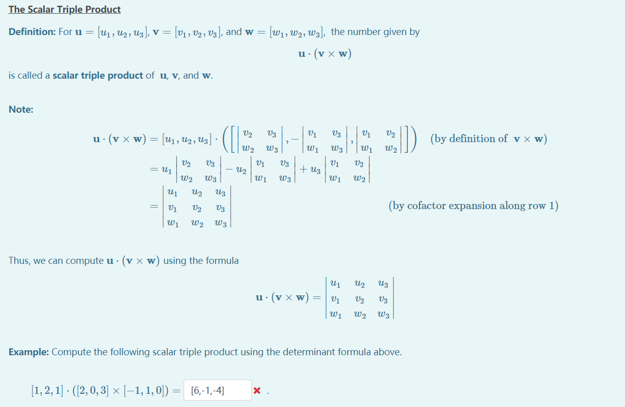 Solved The Scalar Triple Product Definition For U [2]