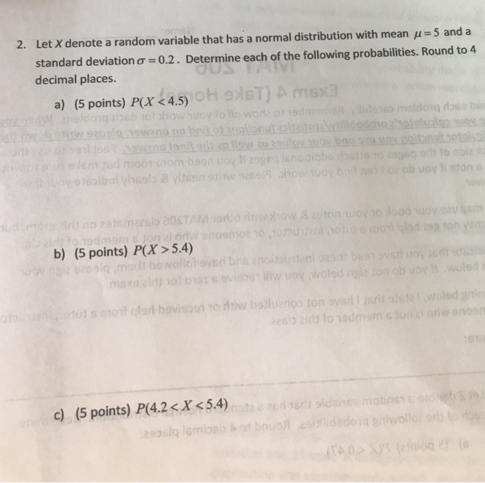 Solved Let X denote a random variable that has a normal | Chegg.com