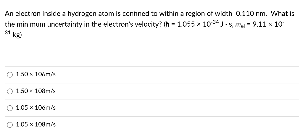 Solved An Electron Inside A Hydrogen Atom Is Confined To